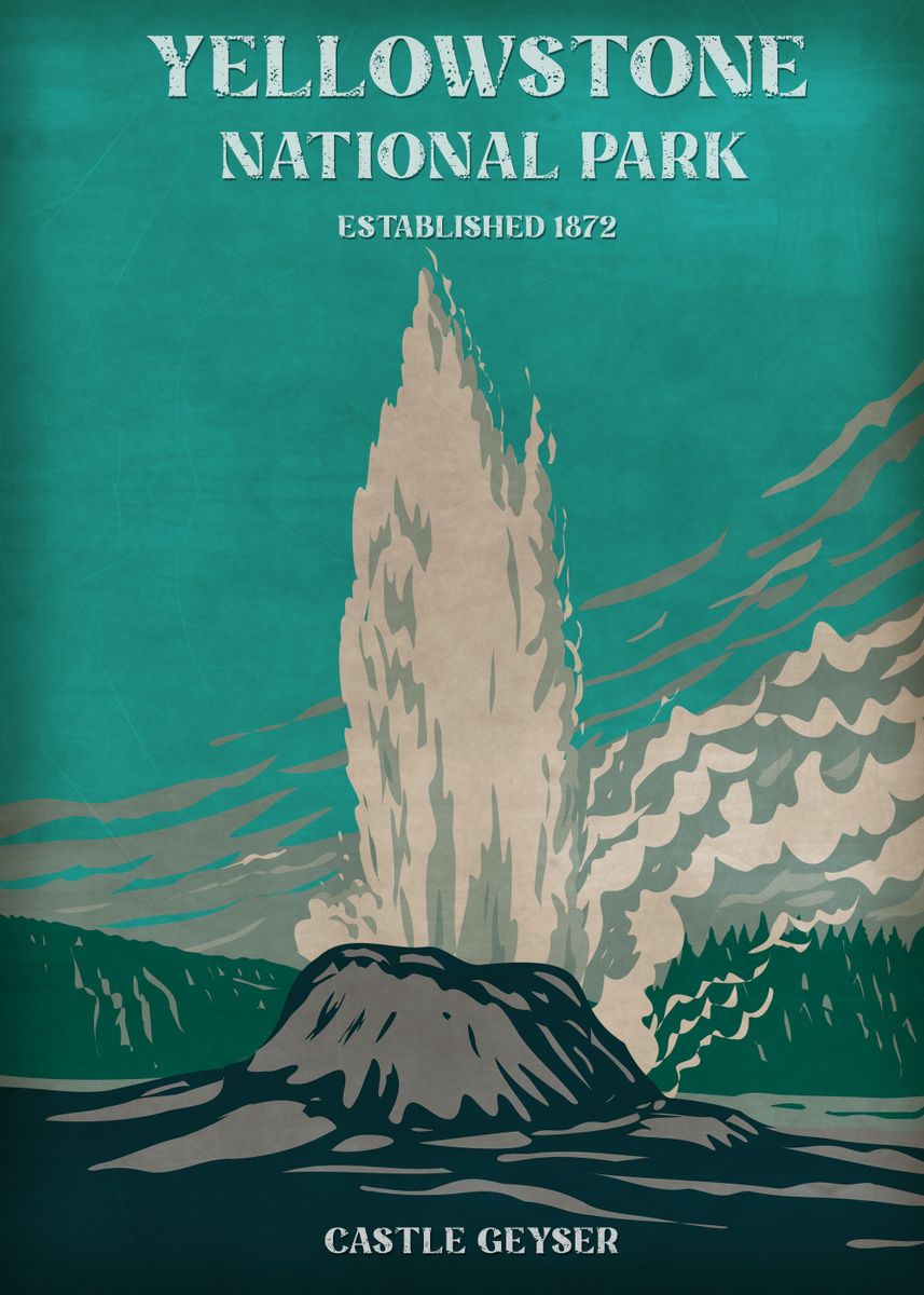'Yellowstone Castle Geyser' Poster by XandYart | Displate
