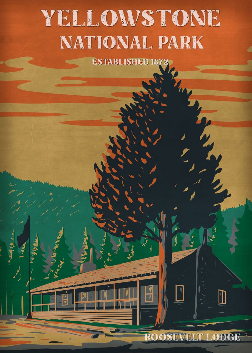'Roosevelt Lodge' Poster, picture, metal print, paint by XandYart ...