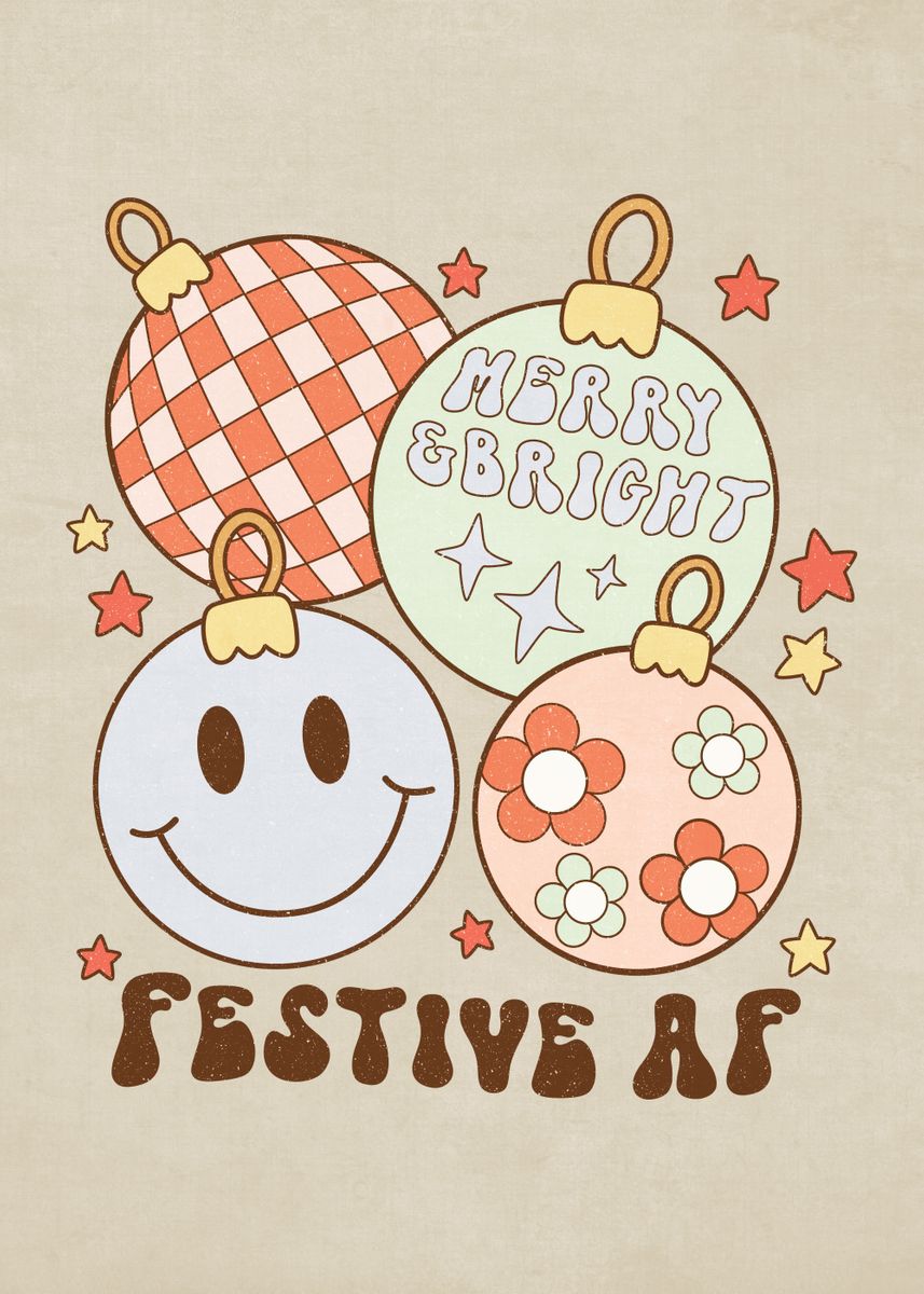 'retro christmas xmas' Poster, picture, metal print, paint by Vintage ...