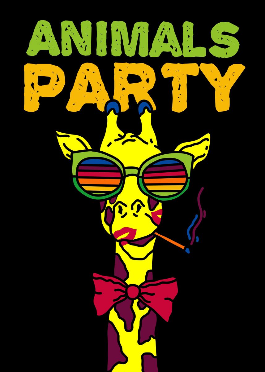 'happy party animals' Poster, picture, metal print, paint by Mshel Tyan ...