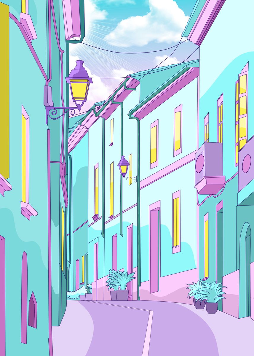 'city pop europe build' Poster, picture, metal print, paint by Muhammad ...