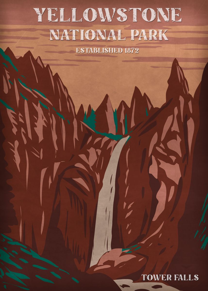 'Yellowstone Tower Falls' Poster by XandYart | Displate