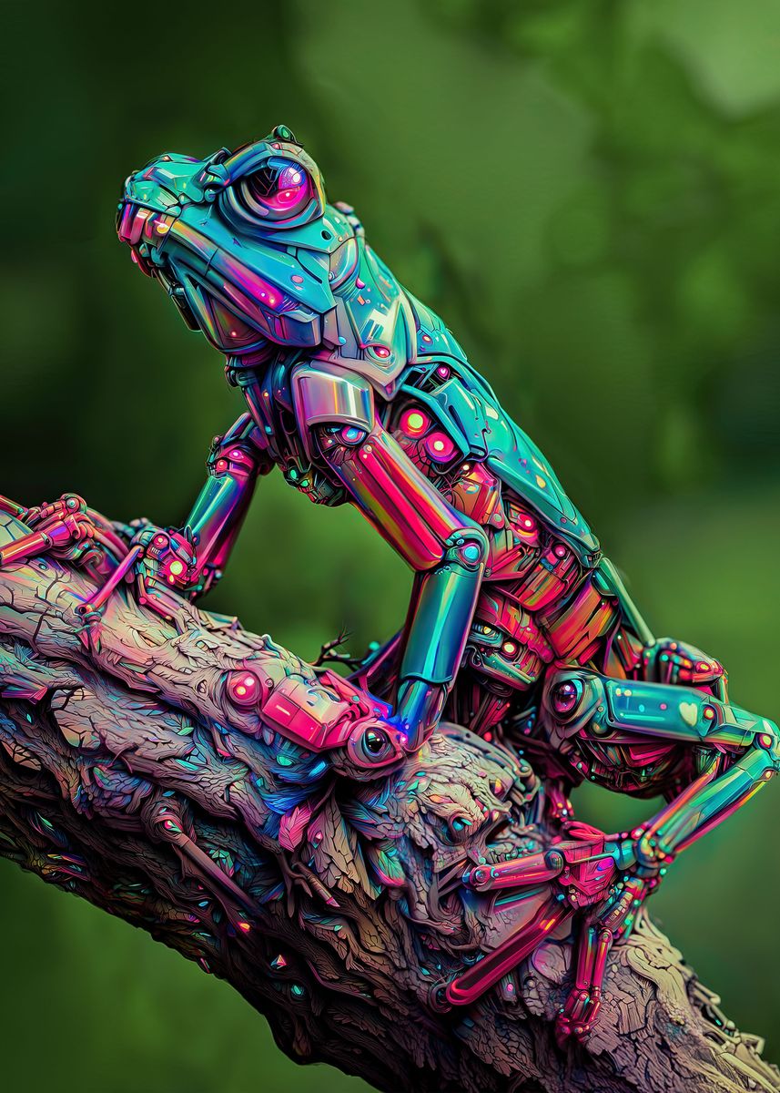 'Mech Frog' Poster, picture, metal print, paint by Machine Delusions | Displate