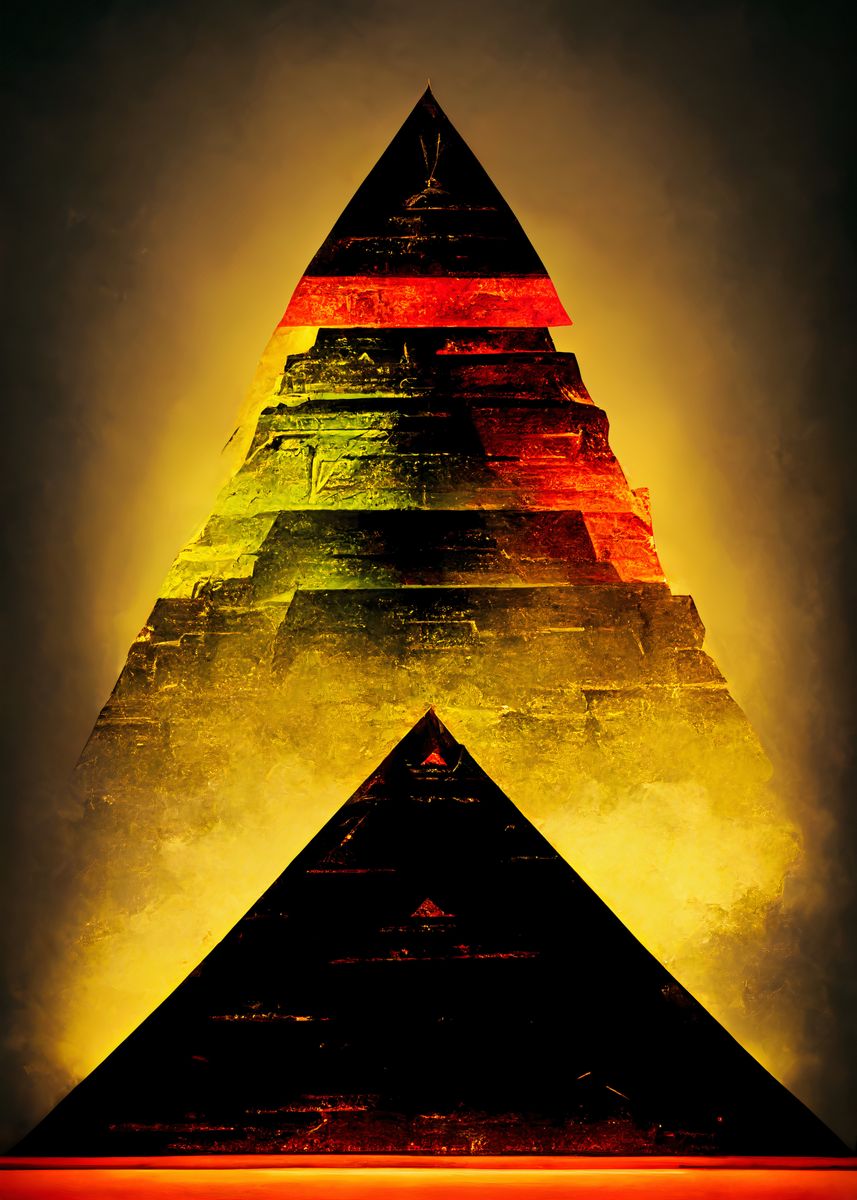 'Neon Pyramid' Poster, picture, metal print, paint by Holzkovic | Displate