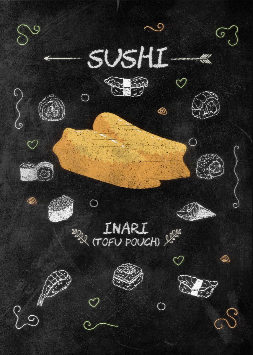 'Inari Tofu Pouch' Poster, picture, metal print, paint by Audai | Displate