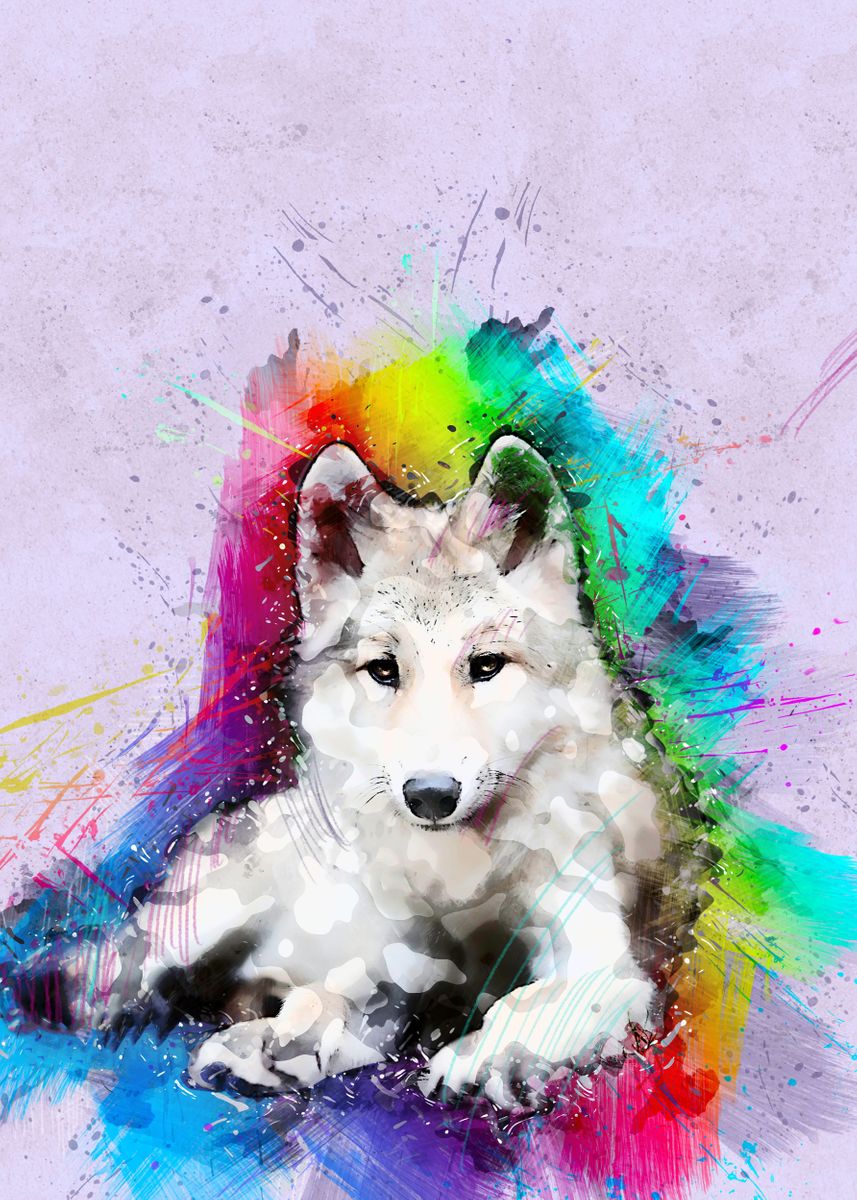 'Wolf 114' Poster, picture, metal print, paint by TaTu Art | Displate