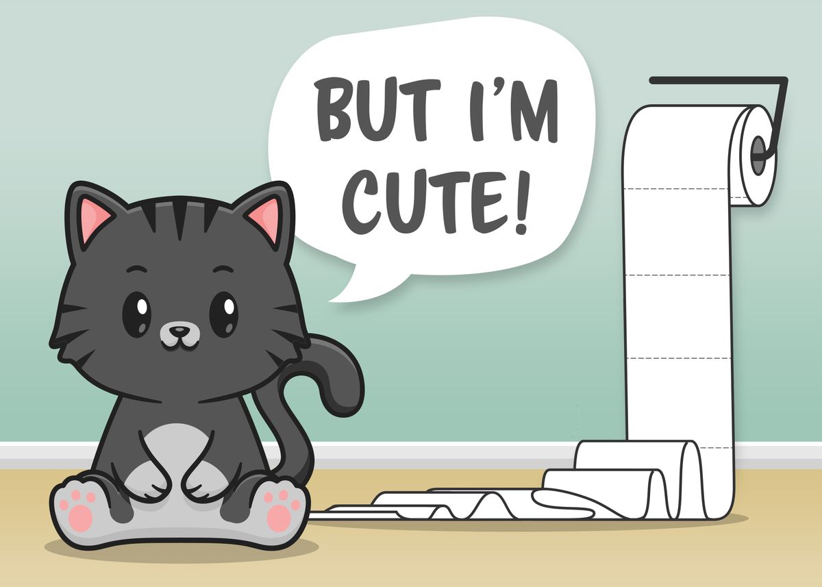 'Funny Bathroom Messy Cat 3' Poster by 84PixelDesign | Displate