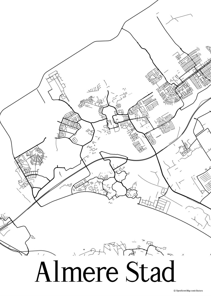 'Almere Stad White Map' Poster, picture, metal print, paint by Mappingz ...