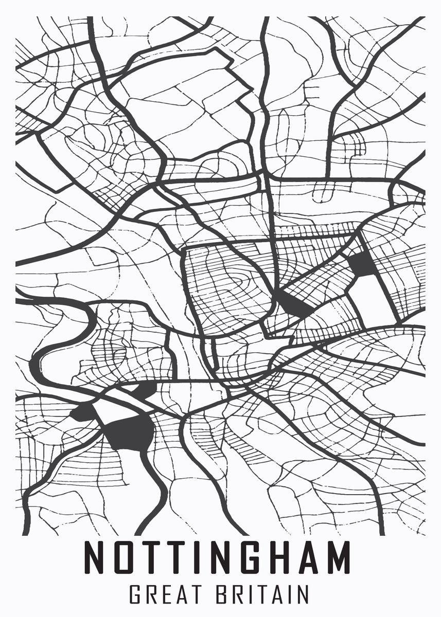 'Nottingham Great Britain' Poster, picture, metal print, paint by ...