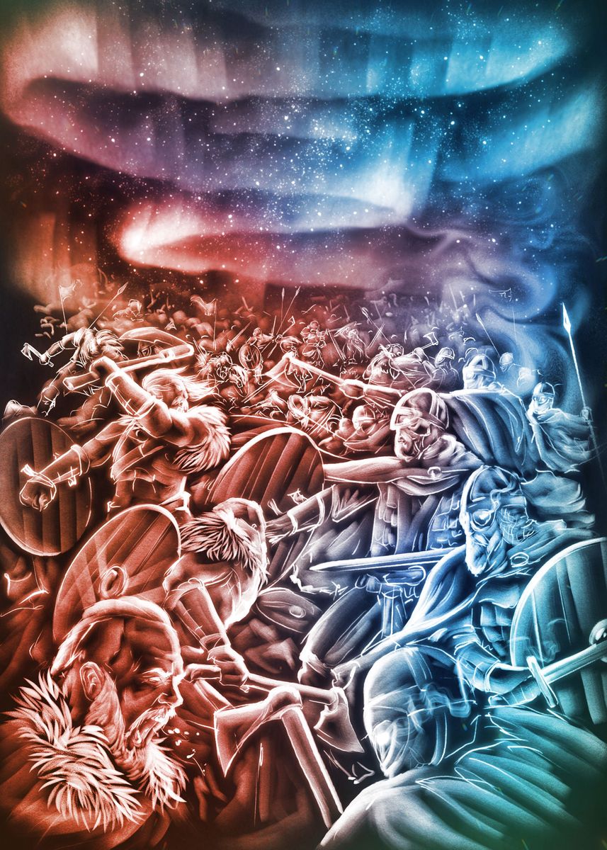 'The Einherjar in Battle' Poster, picture, metal print, paint by ...