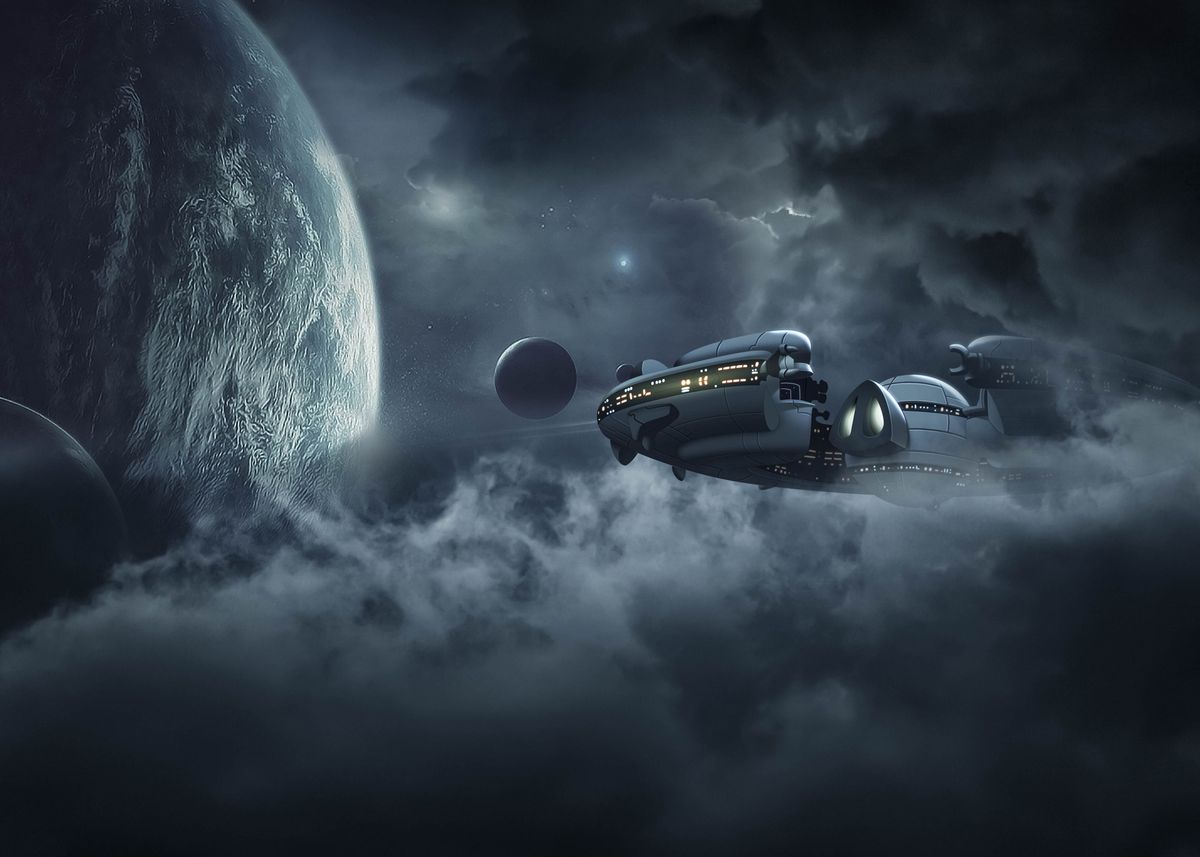 'Space Ship Fantasy Planet' Poster by WorldTravel Displate Art | Displate