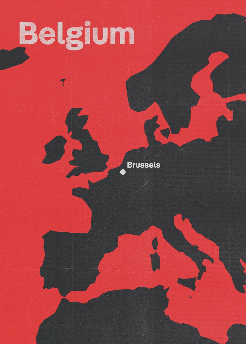 'Grunge Brussels City Map' Poster, picture, metal print, paint by Visitify | Displate