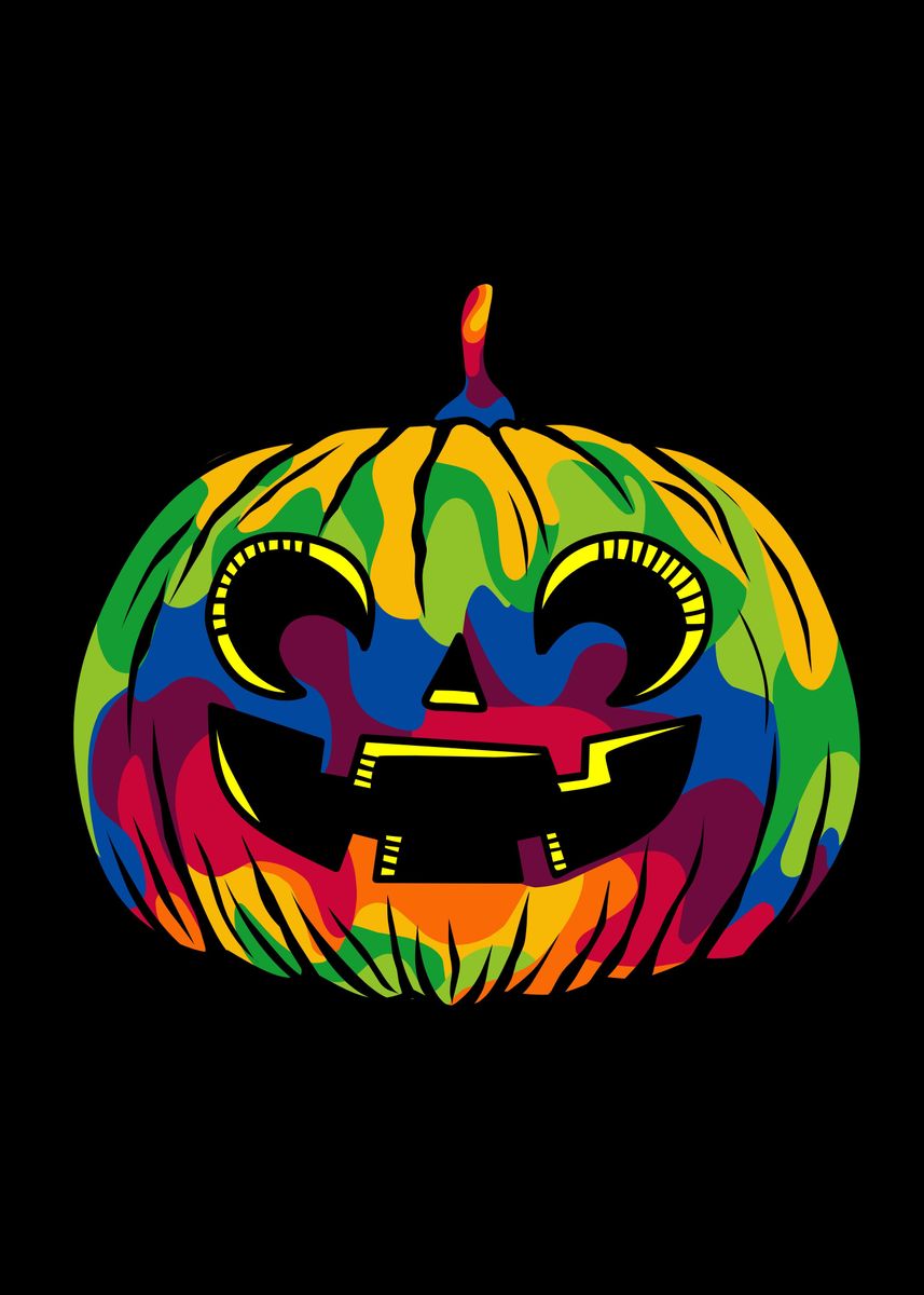 'pumpkin abstract party' Poster, picture, metal print, paint by Mshel ...