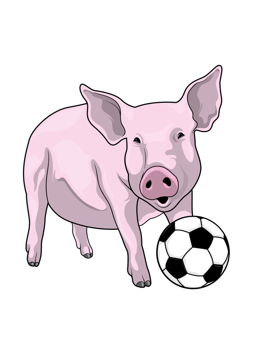'Pig Soccer Sports' Poster, picture, metal print, paint by Markus ...