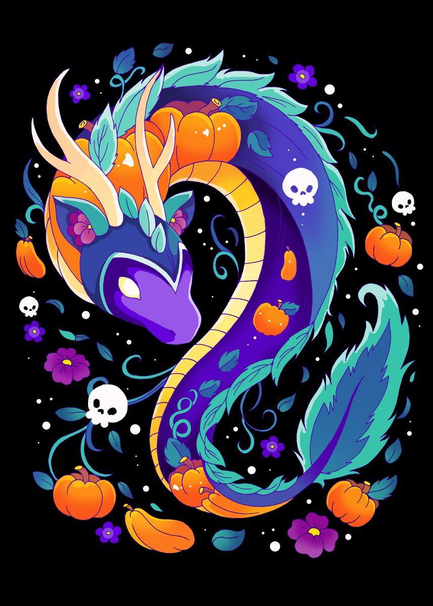 'Halloween Dragon' Poster by Valentina Fabbri | Displate