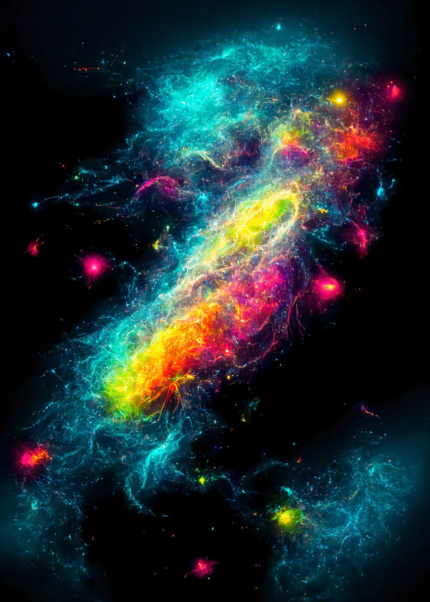 'Neon Galaxy' Poster, picture, metal print, paint by Holzkovic | Displate