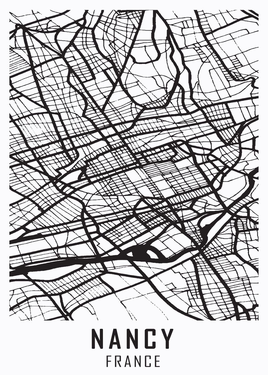 'Nancy France City Map' Poster, picture, metal print, paint by ...