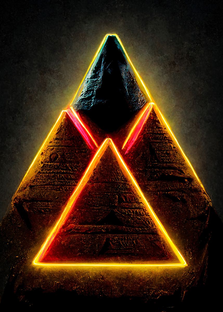'Neon Pyramid' Poster, picture, metal print, paint by Holzkovic | Displate