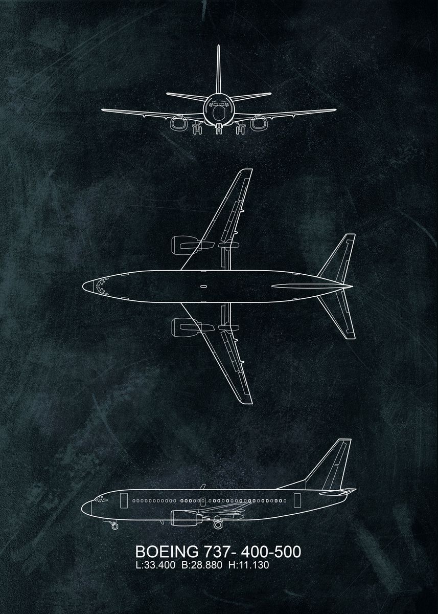'BOEING 737 400 500' Poster, picture, metal print, paint by Audai ...