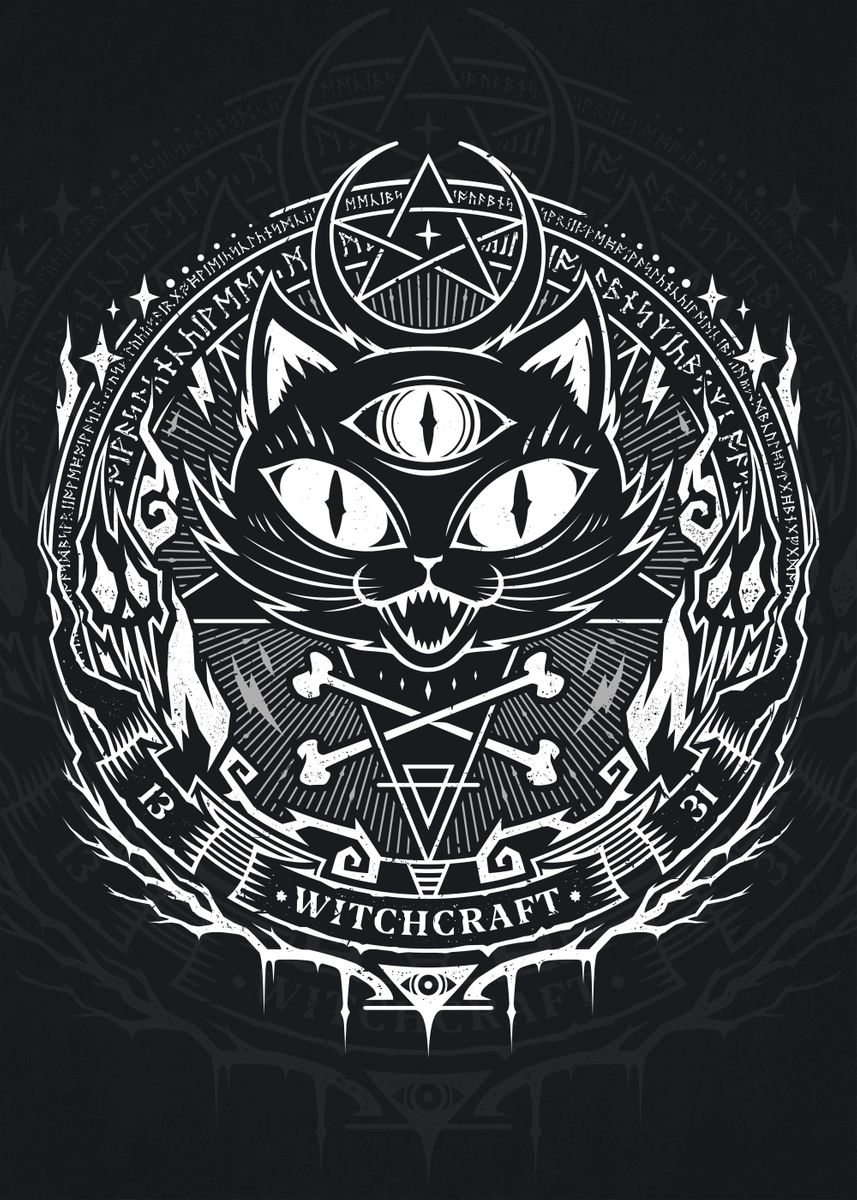 'WITCHCRAFT Ritual Cat V1' Poster, picture, metal print, paint by ...