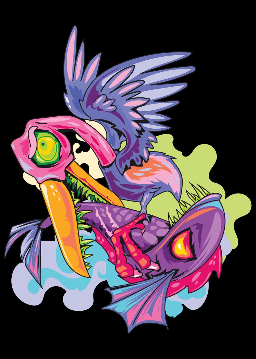 'Swan Haunting a Fish' Poster by Hassan Ait Kchoud | Displate