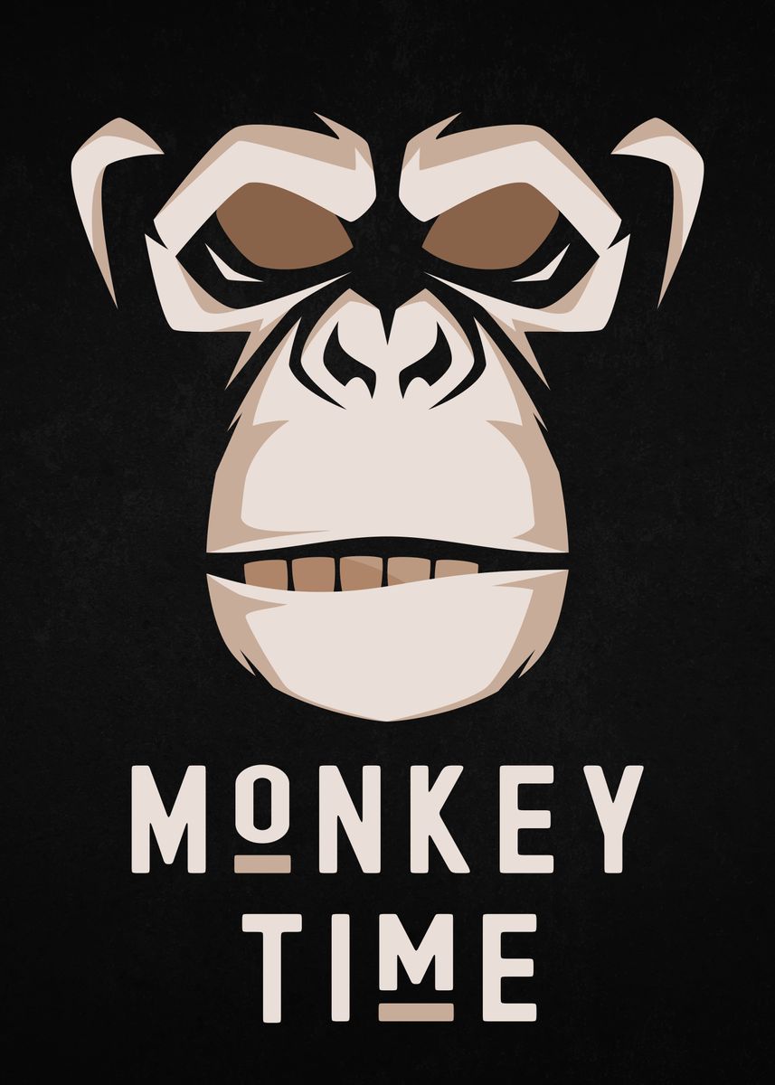 'Its Monkey Time' Poster, picture, metal print, paint by 84PixelDesign | Displate