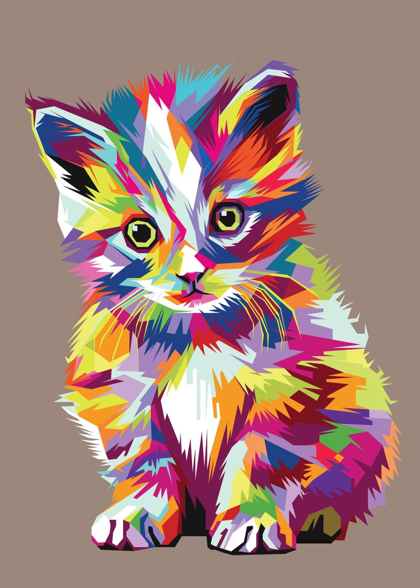 'Cat cute Wpap' Poster by Michael I. Organ | Displate