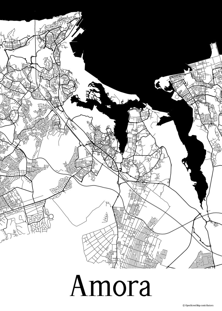 'Amora White Map' Poster, picture, metal print, paint by Mappingz ...