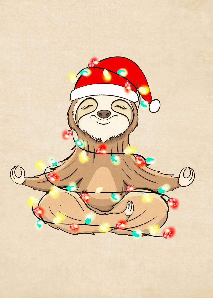 'sloth christmas' Poster by Vintage Travel Nature | Displate