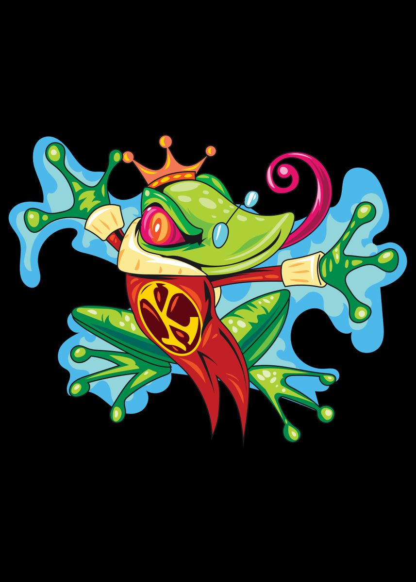 'Kung Fu Master Frog' Poster, picture, metal print, paint by Hassan Ait ...