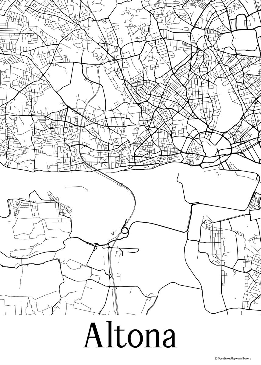 'Altona White Map' Poster, picture, metal print, paint by Mappingz ...