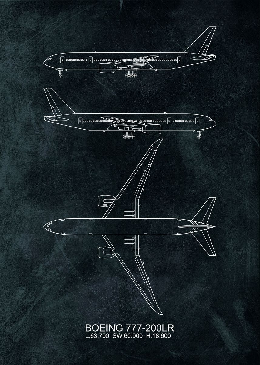 'BOEING 777 200LR' Poster, picture, metal print, paint by Audai | Displate