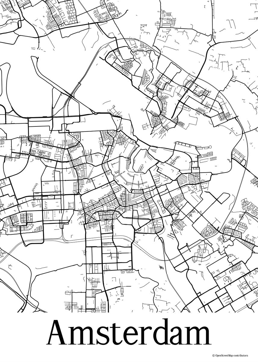 'Amsterdam White Map' Poster, picture, metal print, paint by Mappingz ...