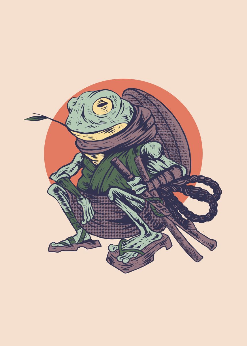 'Samurai frog japan style' Poster by Lloyd Studio | Displate
