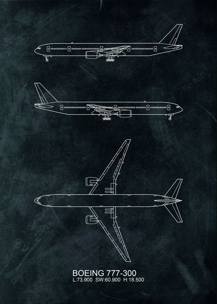 'BOEING 777 300' Poster, picture, metal print, paint by Audai | Displate