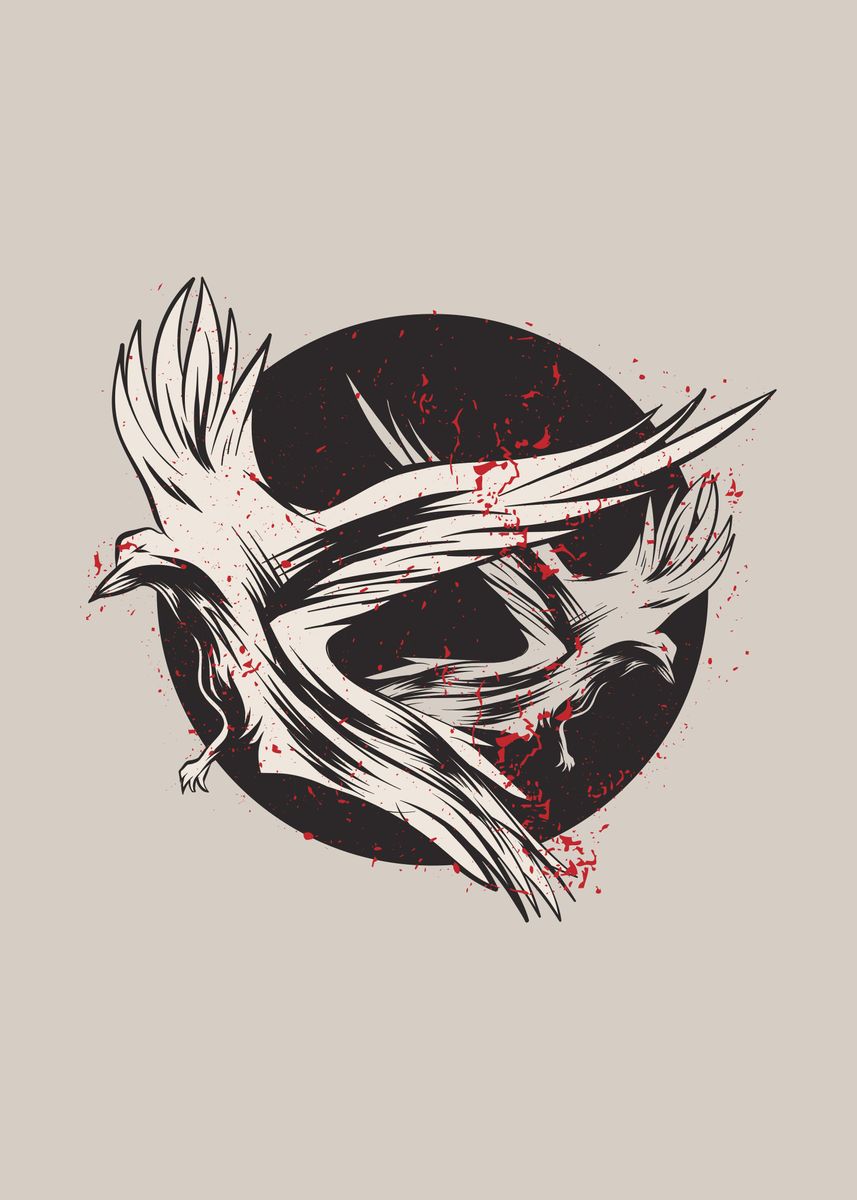 'Japanese style raven' Poster, picture, metal print, paint by Lloyd ...