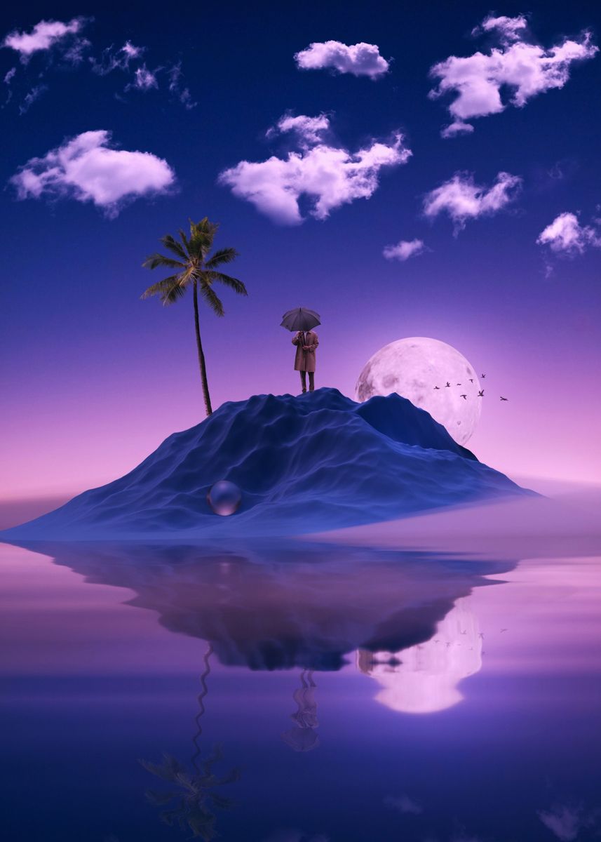 'Moon reflection ' Poster, picture, metal print, paint by Ritvik Takkar ...