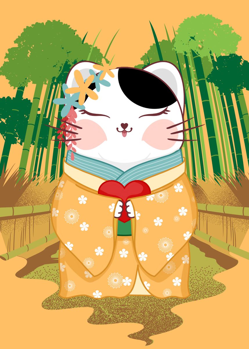 ' maneki neko Japanese Luck' Poster, picture, metal print, paint by ...