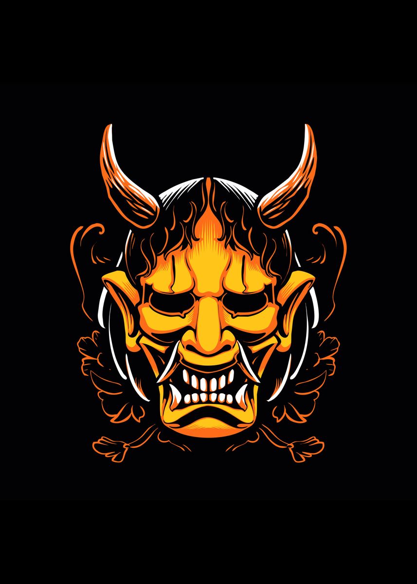 'The devil japanese skull' Poster, picture, metal print, paint by Tran ...