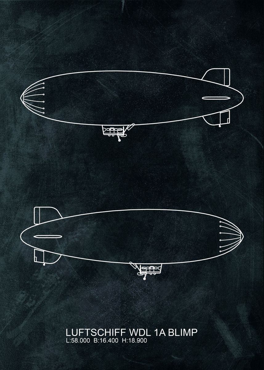 'LUFTSCHIFF WDL 1A BLIMP' Poster, picture, metal print, paint by Audai ...