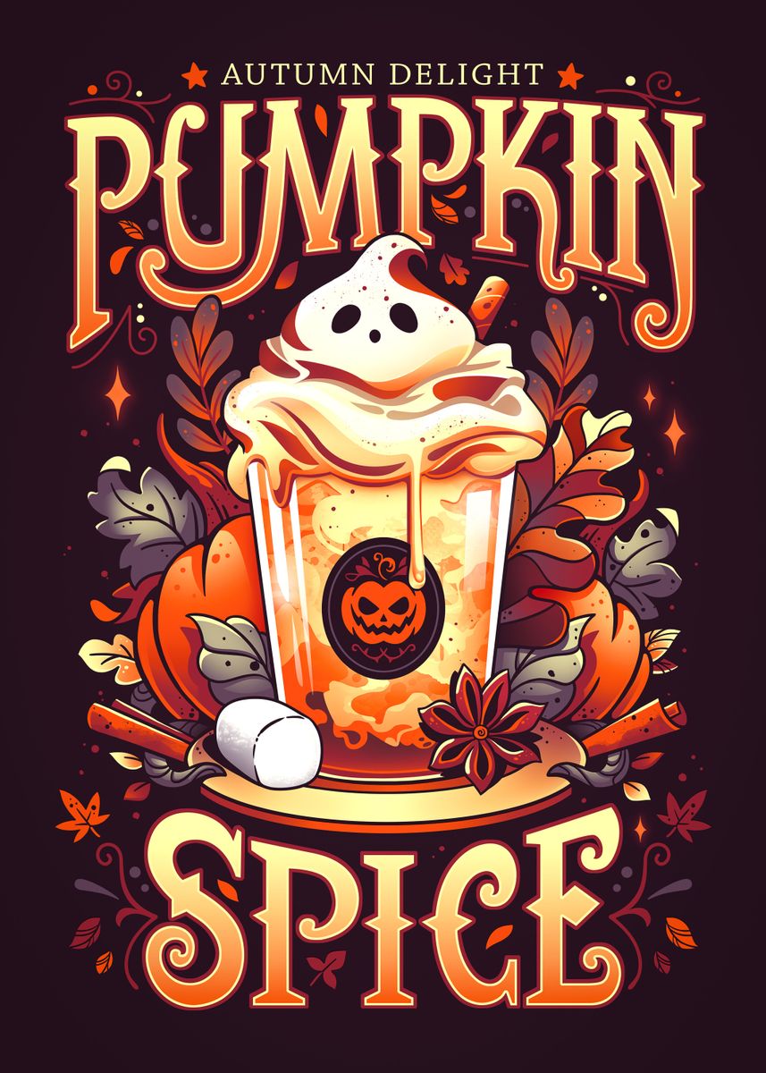 'Ghostly Pumpkin Spice' Poster, picture, metal print, paint by Snouleaf ...