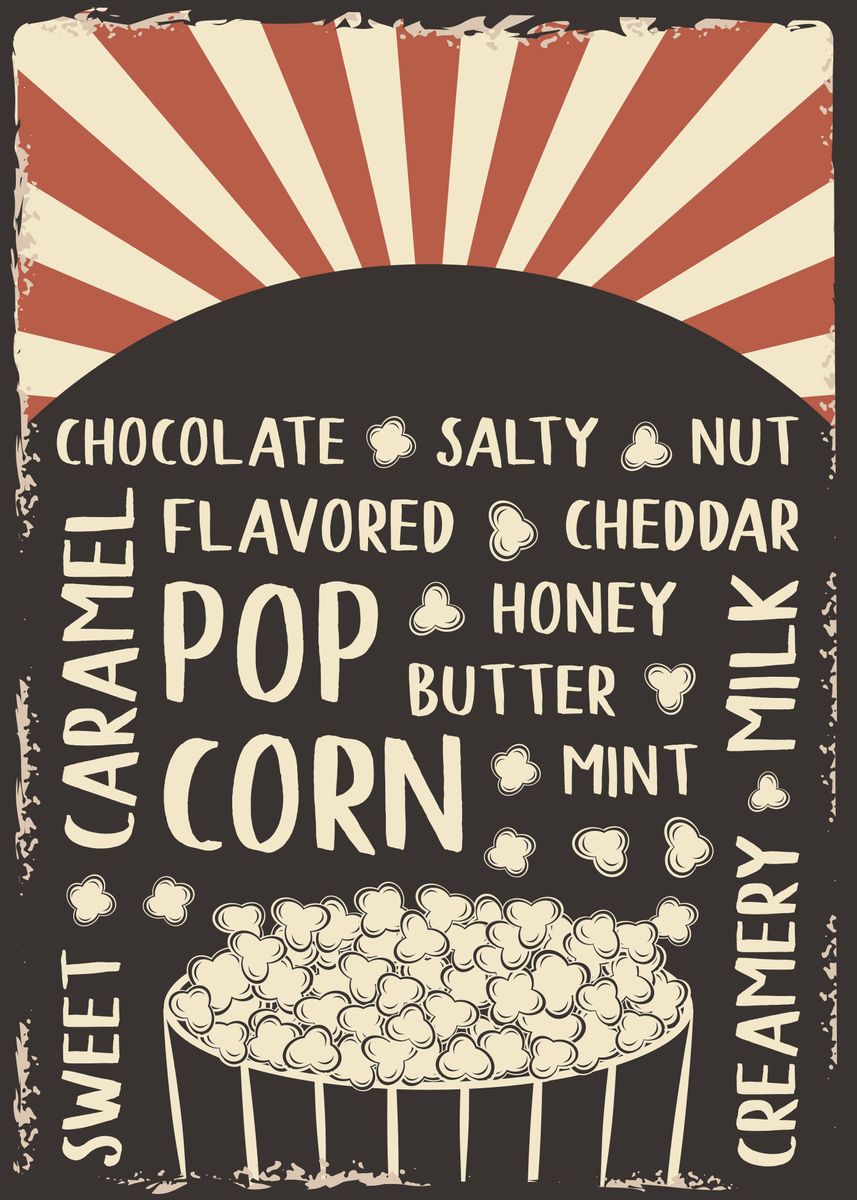'Vintage Popcorn Poster' Poster, picture, metal print, paint by Xăm ...