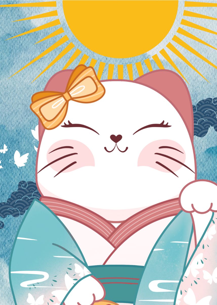 ' maneki neko Japanese Luck' Poster, picture, metal print, paint by ...