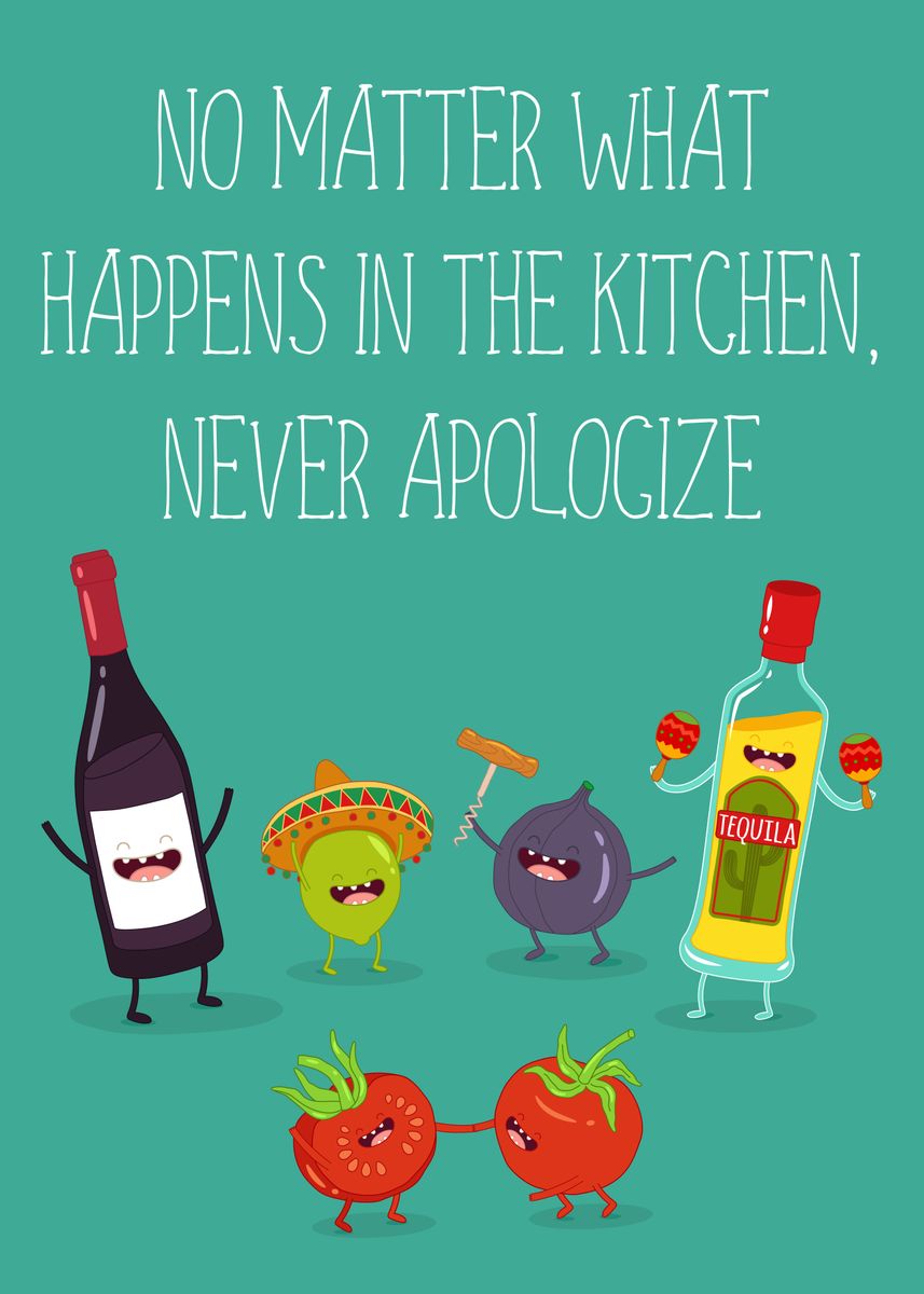'What happens in Kitchen' Poster, picture, metal print, paint by ...