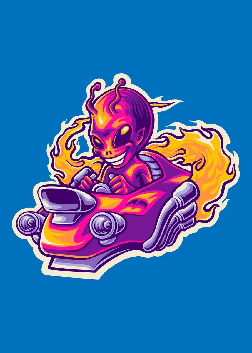 'Hot rod alien jet' Poster by DianeFFlower | Displate