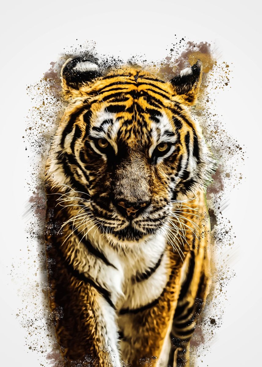 'Tiger portrait' Poster, picture, metal print, paint by The Flowers ...