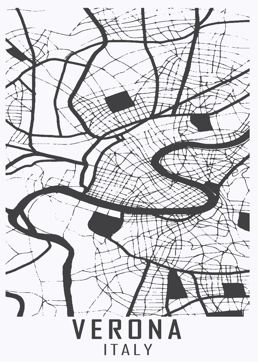 'Verona Italy City Map' Poster by SheldonBennett Studio | Displate