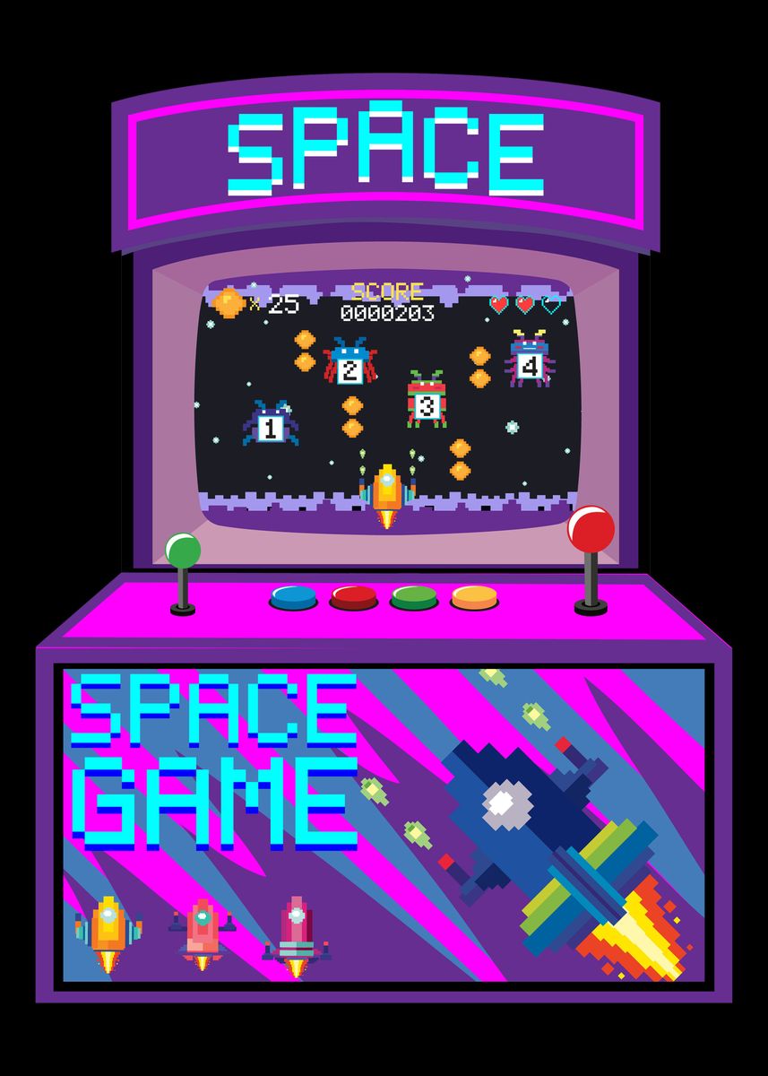 'Space game console 80s' Poster, picture, metal print, paint by 80s Retro | Displate