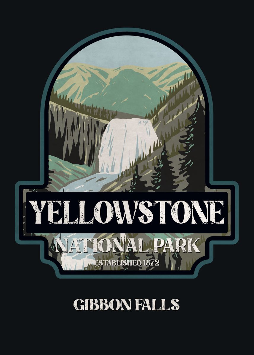 'Yellowstone Gibbon Falls' Poster by XandYart | Displate