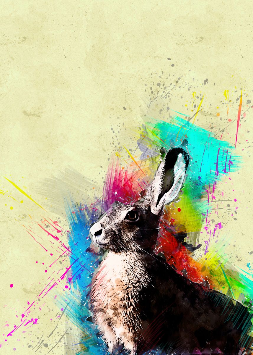 'Rabbit 139' Poster, picture, metal print, paint by TaTu Art | Displate
